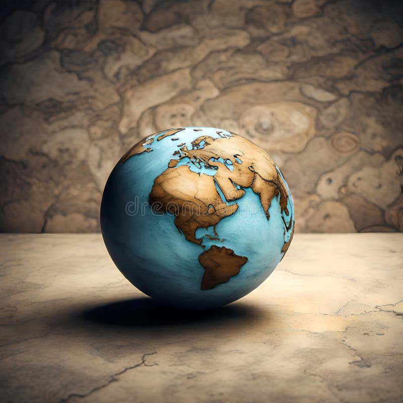 World Globe on a Table - Ai Generated Image Stock Illustration ...