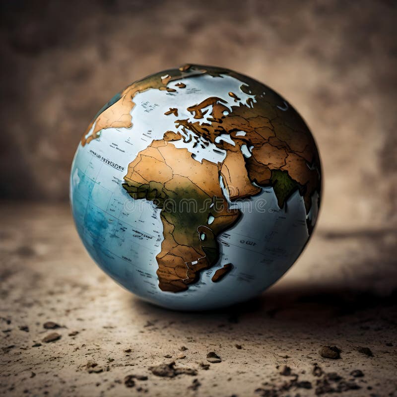 World Globe on a Table - Ai Generated Image Stock Illustration ...