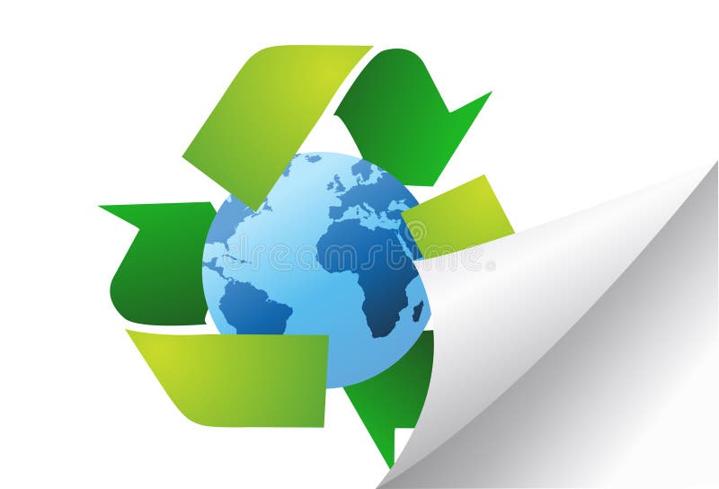 Green Globe with Recycle Symbol Stock Illustration - Illustration of ...