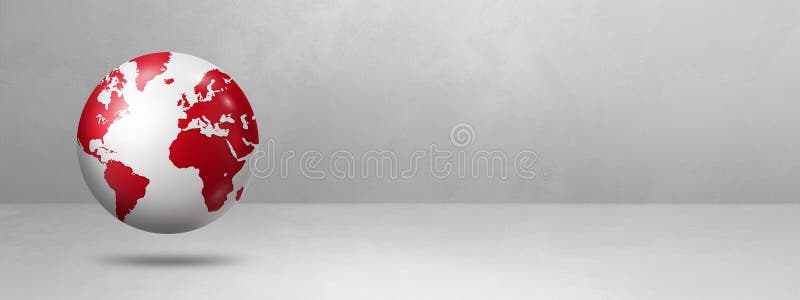 World Globe, Red Earth Map, Isolated on White. Banner Background Stock ...
