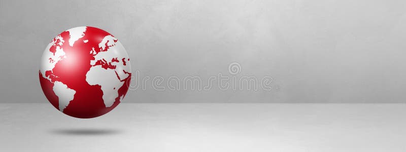 World Globe, Red Earth Map, Isolated on White. Banner Background Stock ...