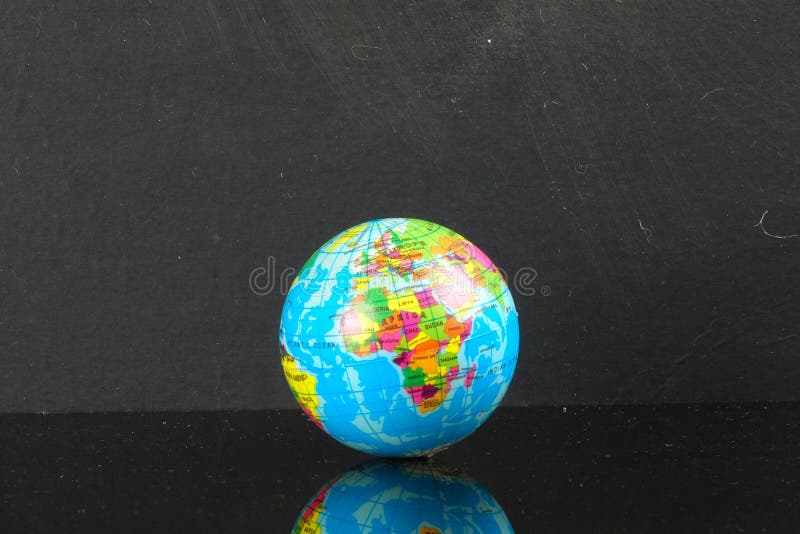 World Globe with Reflection on Black. Stock Photo - Image of leading ...