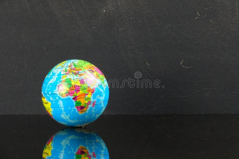 World Globe with Reflection on Black. Stock Photo - Image of balance ...