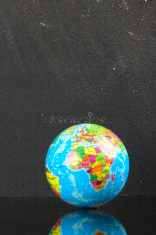 World Globe with Reflection on Black. Stock Image - Image of connected ...
