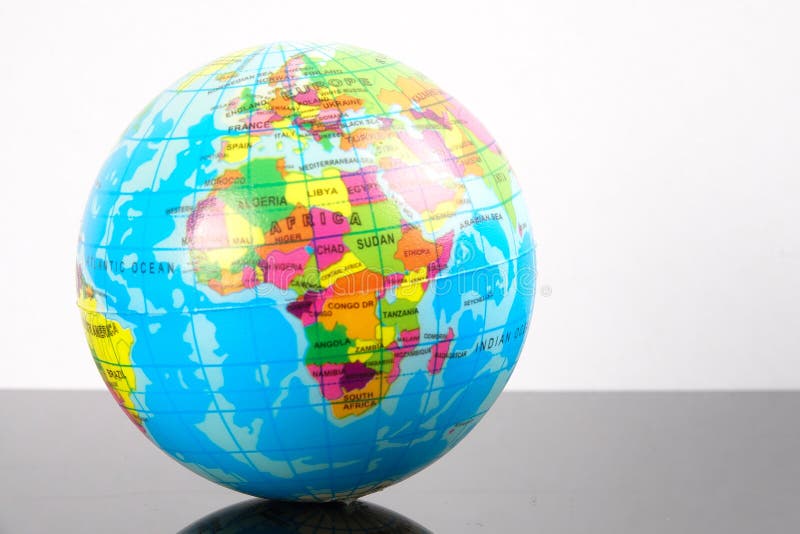 World Globe on White. Globalization Concept. Stock Photo - Image of ...