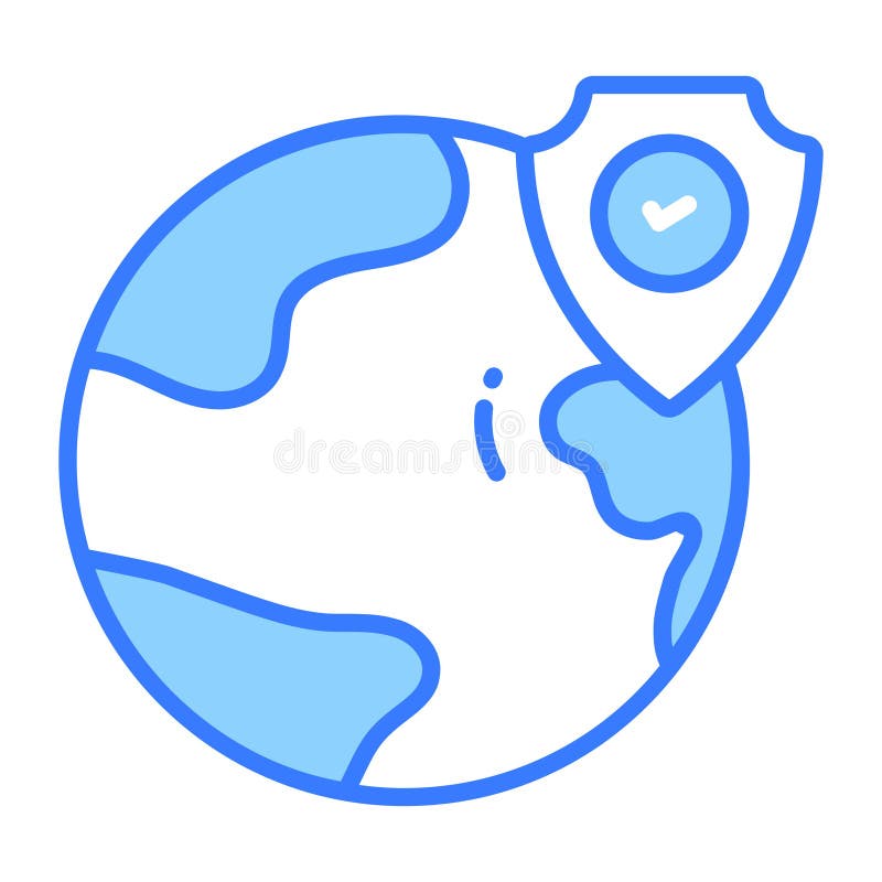 World Globe with Security Shield, Vector Design of Global Security ...