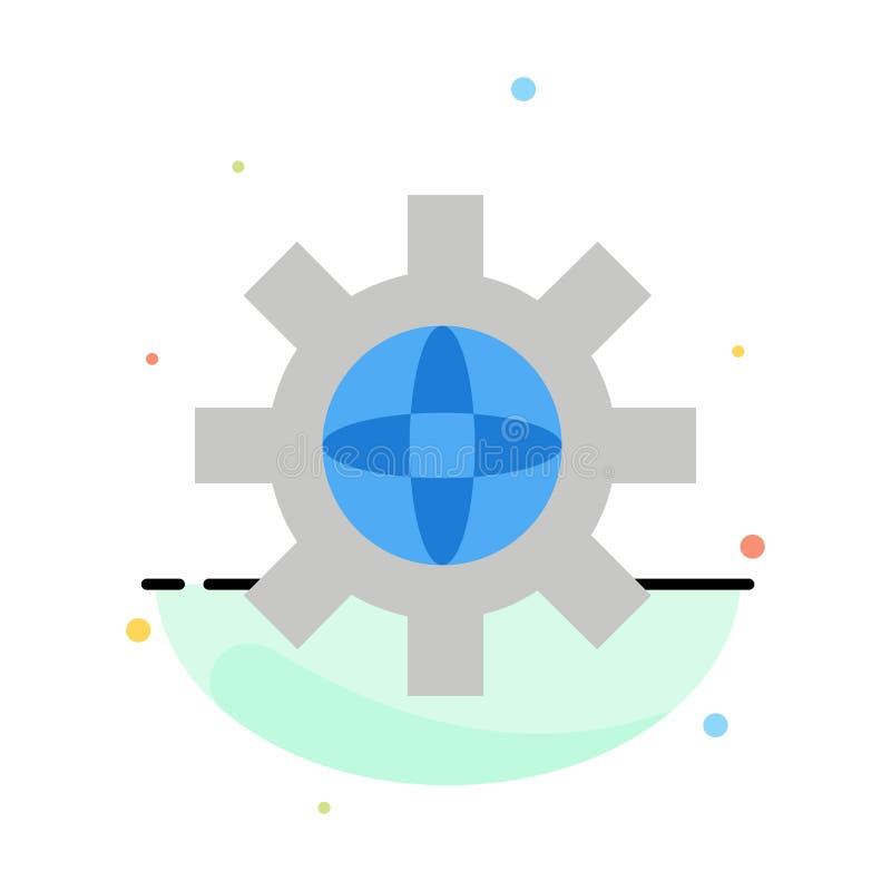 World, Globe, Setting, Technical Abstract Flat Color Icon Template ...