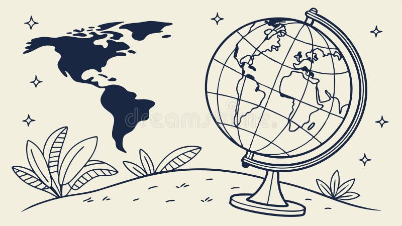 World Globe on Stand, Geography Education and Global View Tool Vector ...