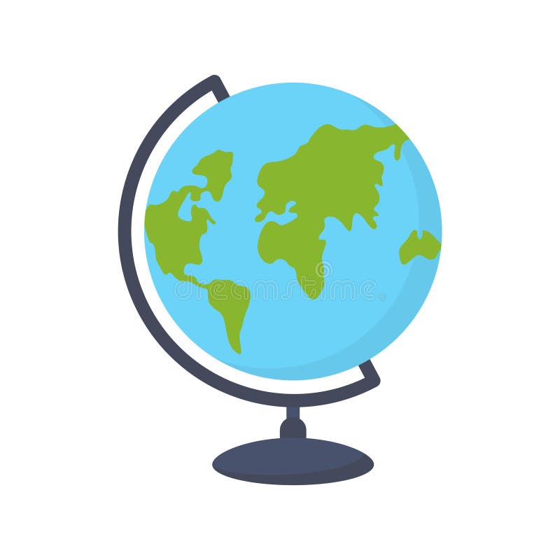 World Globe with Stand. School Earth Map Stock Illustration ...