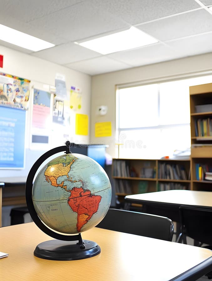 Globe in a School Class Primary Educational Geography Map Stock ...