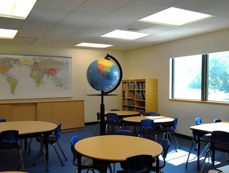 World Globe in a School Classroom Primary Education Geography Map Stock ...