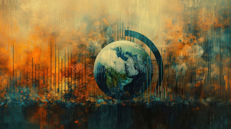 The World Globe Stands in Front of a Line Graph and Chart Stock Image ...