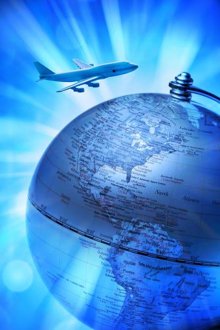 World Globe Travel Airplane Business Stock Image - Image of blue ...