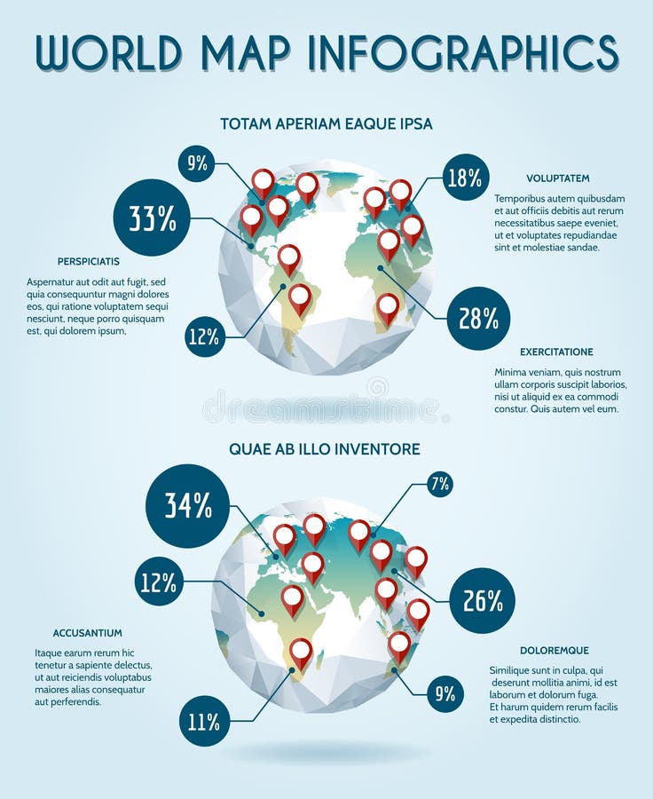 World Globe Vector Infographic in Polygon Style Stock Vector ...