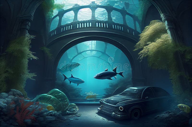 The World Gone Under Water. AI Generated Stock Illustration ...