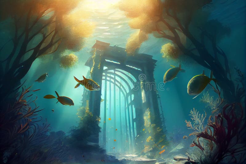 The World Gone Under Water. AI Generated Stock Illustration ... The World Gone Under Water. AI Generated Stock Illustration ...