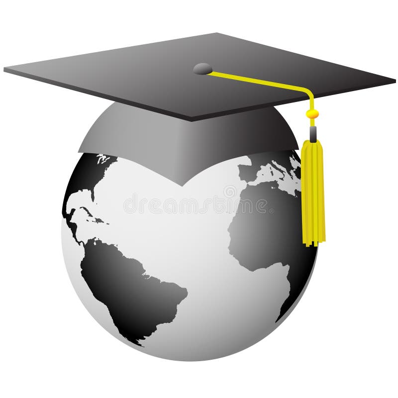 World Graduation Global Graduate Cap on Earth Stock Vector ...
