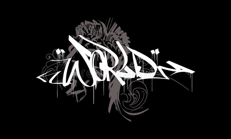 WORLD Graffiti Tag Style Design Stock Vector - Illustration of decorative, undefined: 352707726