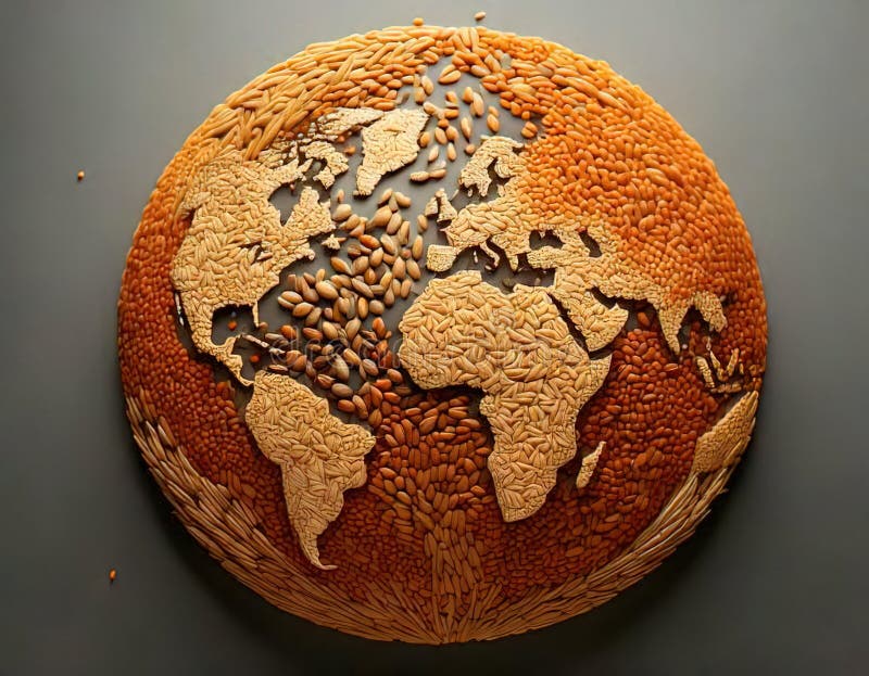 World Grain Map.World Map Created with Various Seeds Stock Illustration ...