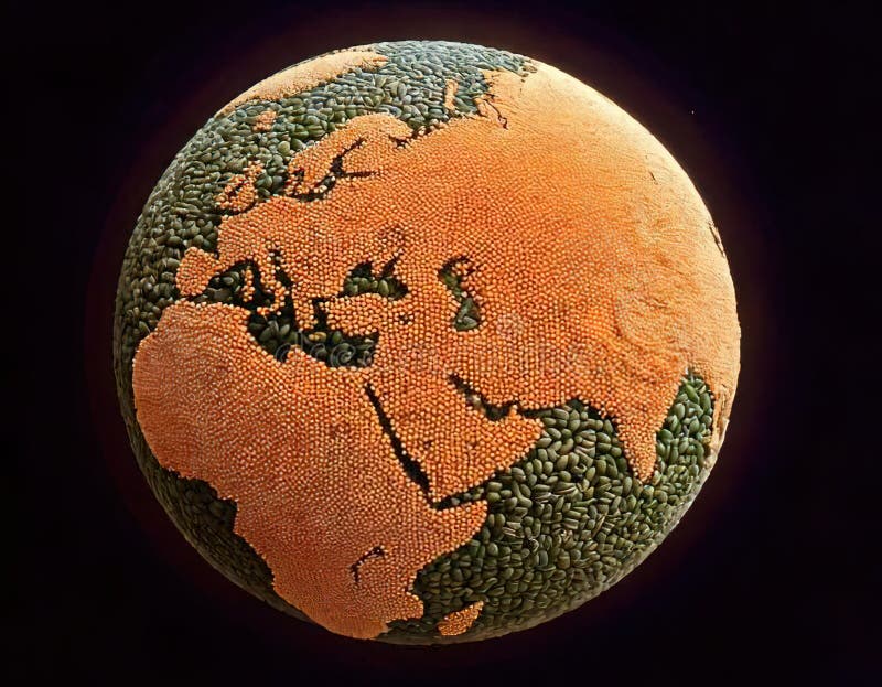 World Grain Map.World Map Created with Various Seeds Stock Illustration ...