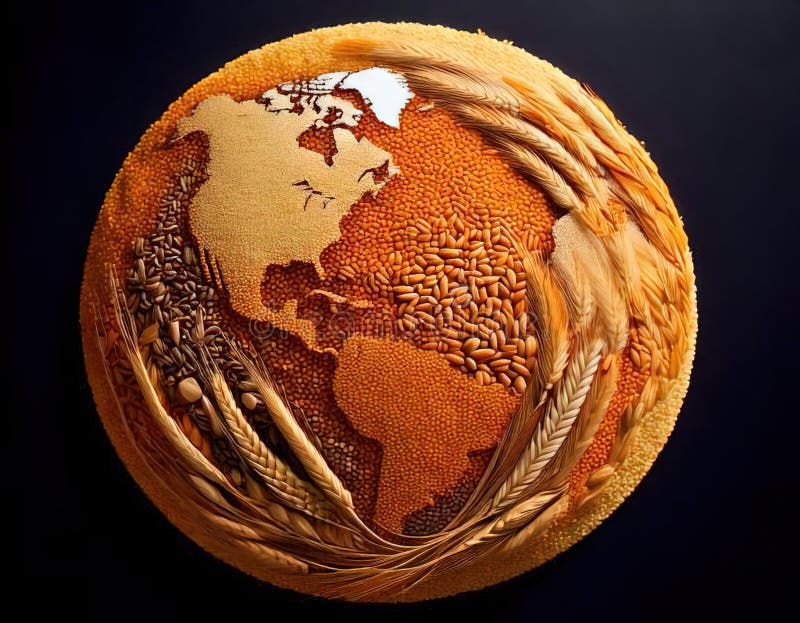 World Grain Map.World Map Created with Various Seeds Stock Illustration ...