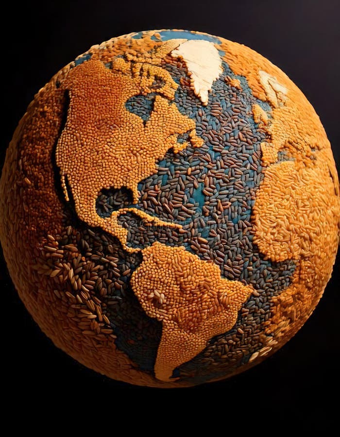 World Grain Map.World Map Created with Various Seeds Stock Illustration ...