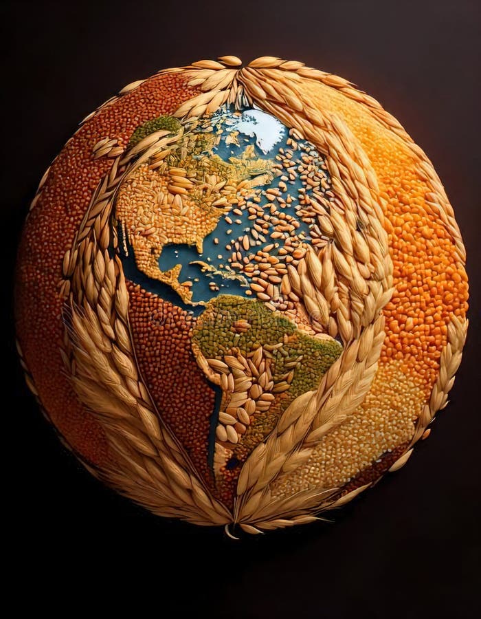 World Grain Map.World Map Created with Various Seeds Stock Illustration ...