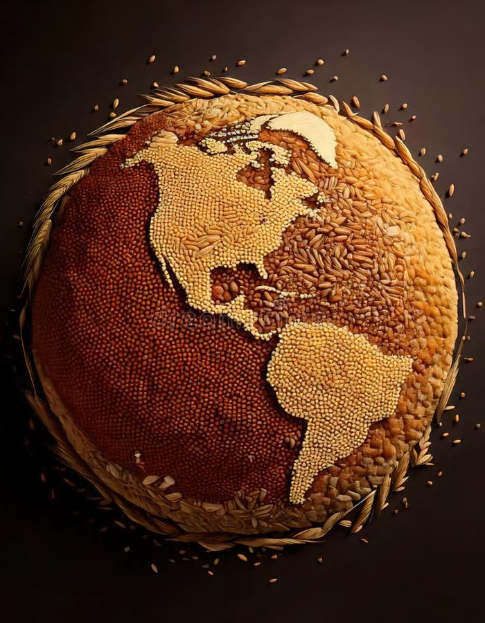 World Grain Map.World Map Created with Various Seeds Stock Illustration ...