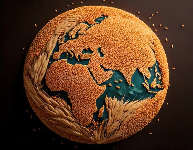 World Grain Map.World Map Created with Various Seeds Stock Illustration ...