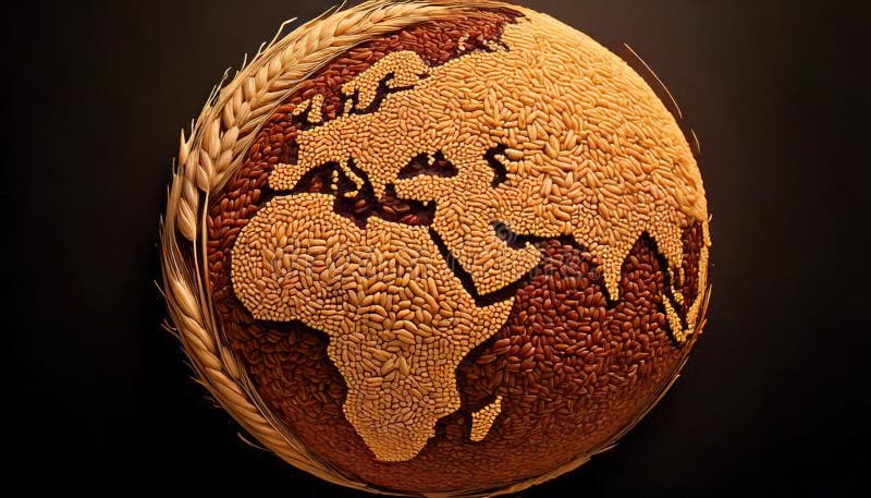World Grain Map.World Map Created with Various Seeds Stock Illustration ...