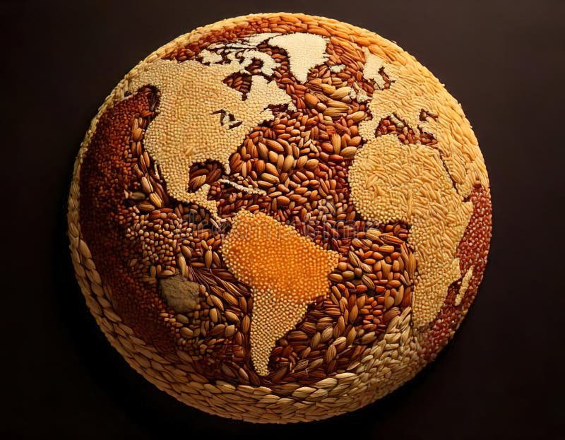 World Grain Map.World Map Created with Various Seeds Stock Illustration ...