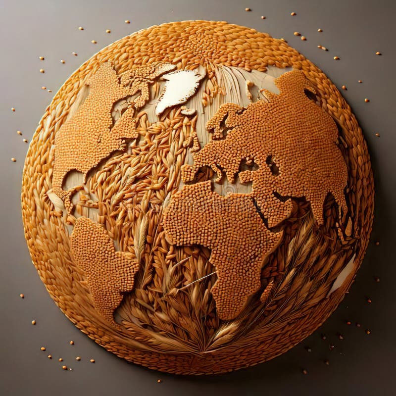 World Grain Map.World Map Created with Various Seeds Stock Illustration ...