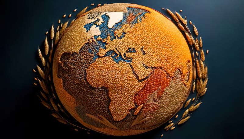 World Grain Map.World Map Created with Various Seeds Stock Illustration ...