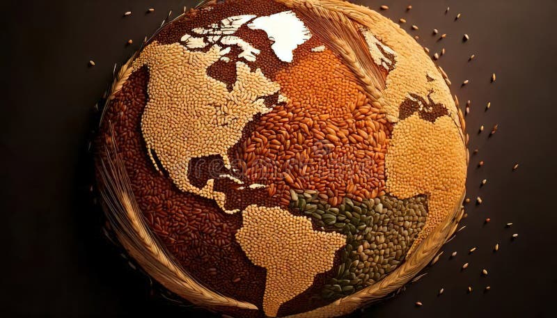 World Grain Map.World Map Created with Various Seeds Stock Illustration ...