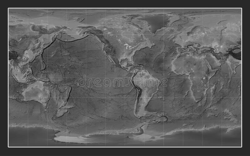 World Grayscale Map - -90 PM. Compact Miller Stock Illustration ...