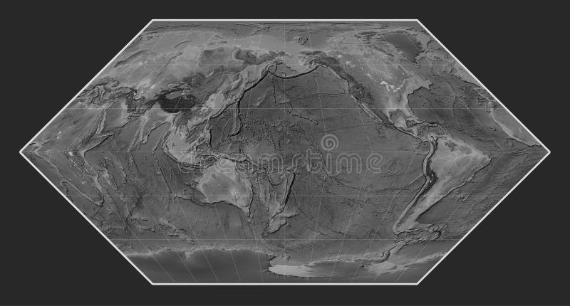 World Grayscale Map - 180 PM. Eckert I Stock Illustration ...