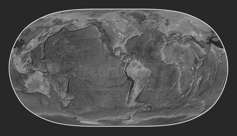 World Grayscale Map - -90 PM. Natural Earth II Stock Illustration ...