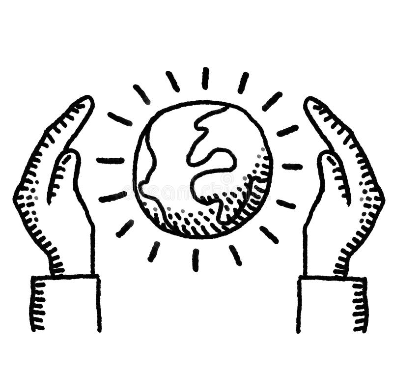 World and Hand, Symbol of Environmental Protection Stock Illustration ...