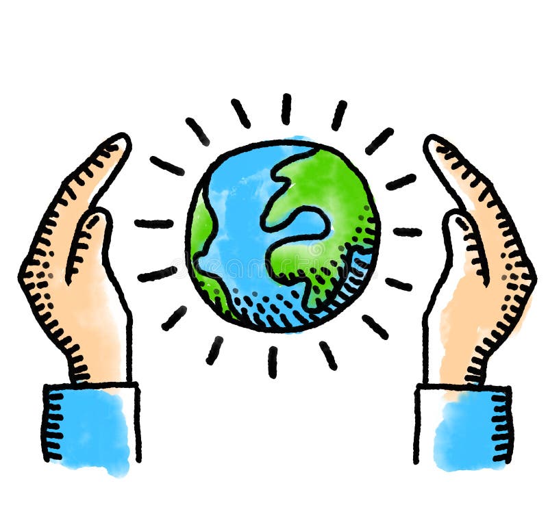World and Hand, Symbol of Environmental Protection Stock Illustration ...