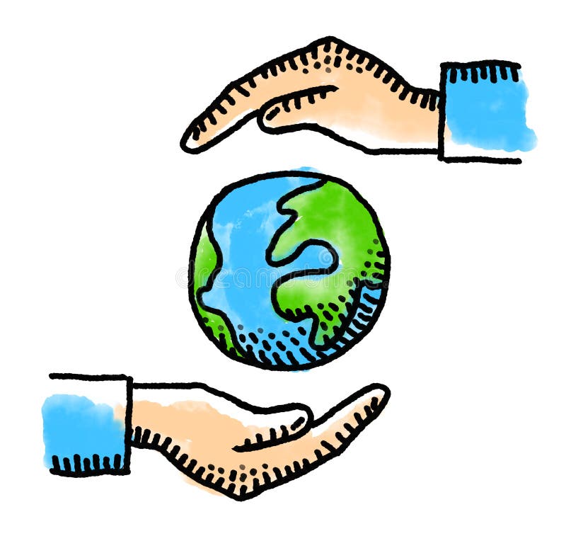 World and Hand, Symbol of Environmental Protection Stock Illustration ...