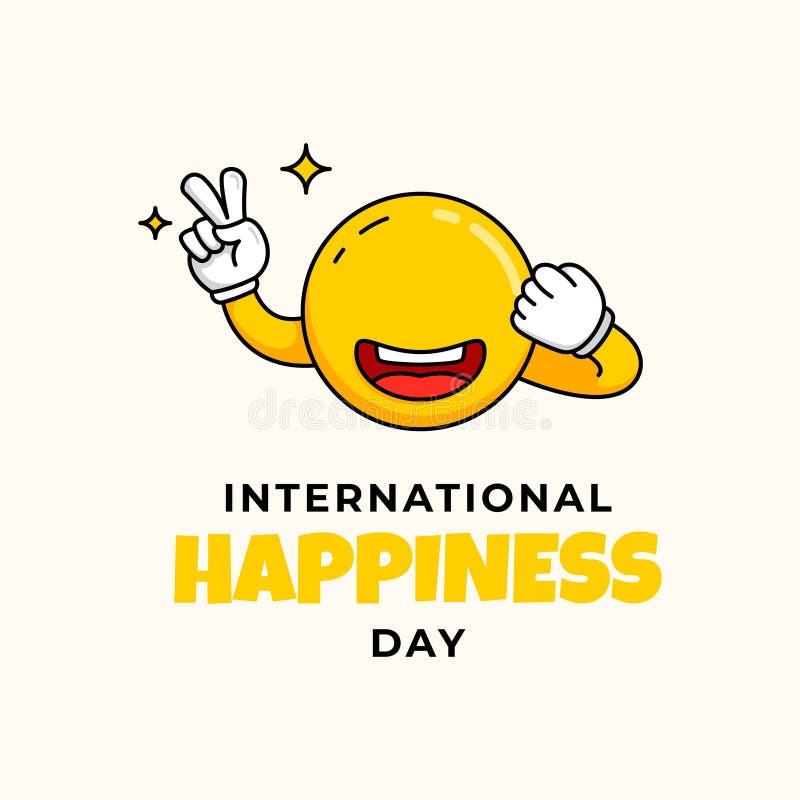 World Happiness Day Illustration with Groovy Style Stock Illustration ...
