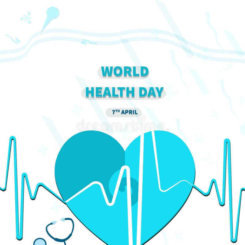 World Health Day Background with Stethoscope Flat Design Stock ...