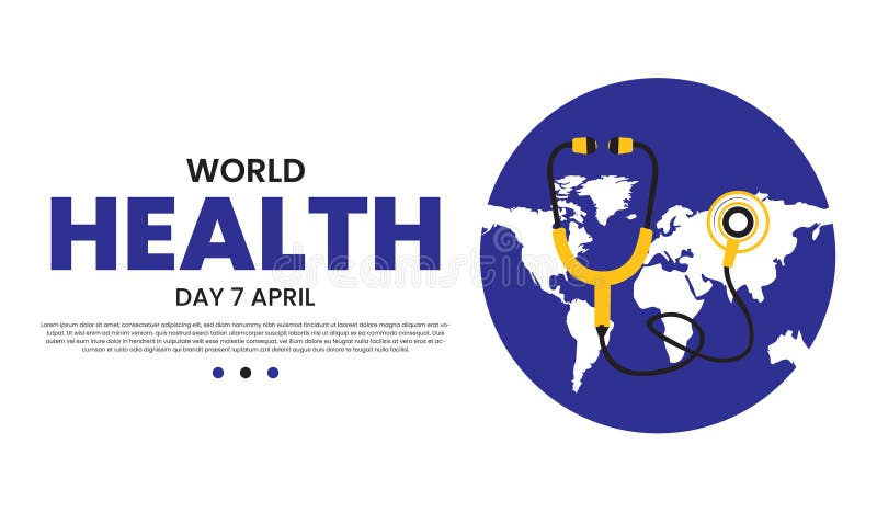 World Health Day Banner with Stethoscope and World Map. Vector ...