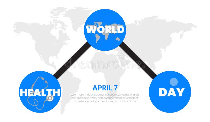 World Health Day Banner with Stethoscope and World Map. Vector ...