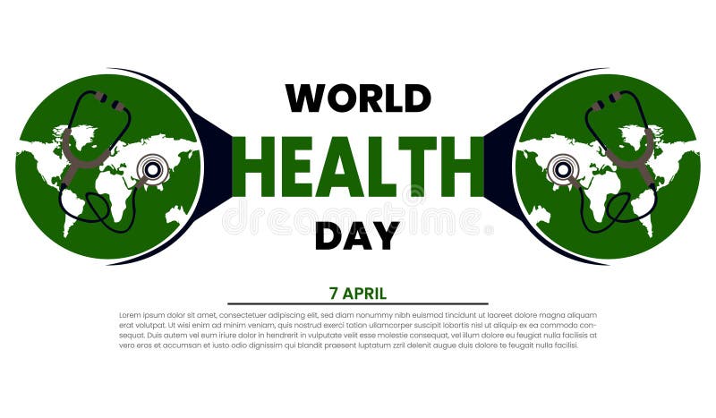 World Health Day Banner with Stethoscope and World Map. Vector ...