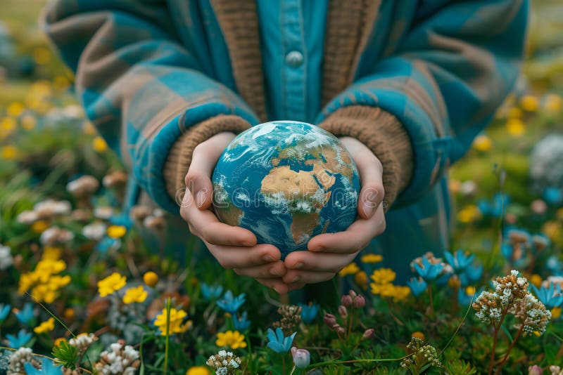 World Health Day Concept, Hand with Earth Stock Illustration ...