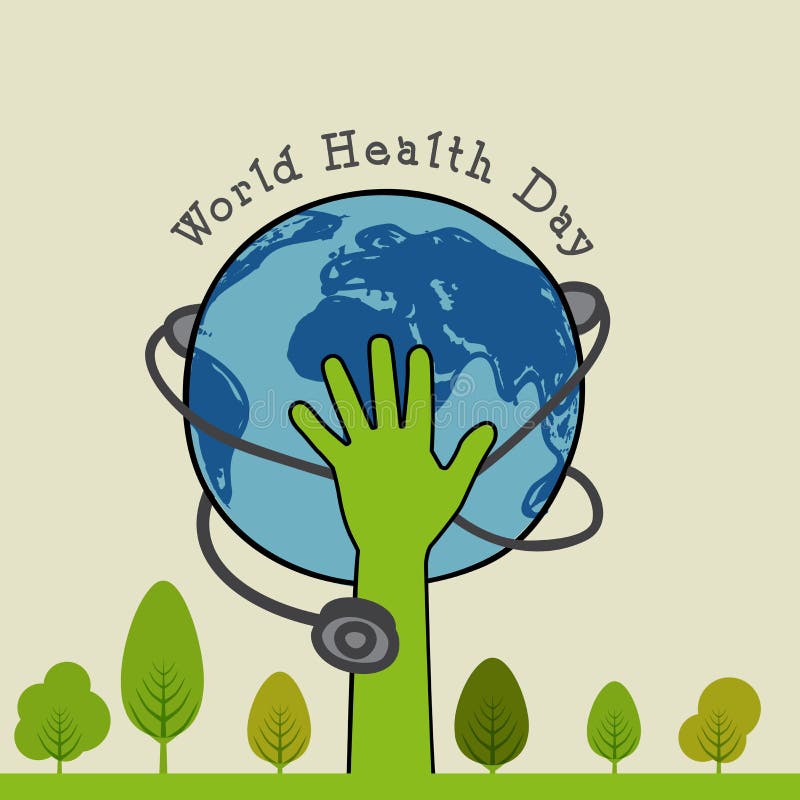 World Health Day Concept with Human Hand, Globe and Stethoscope. Stock ...