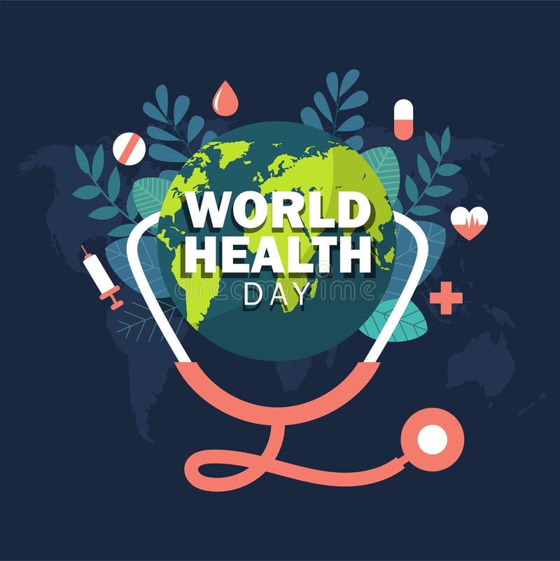 World Health Day with Heart and Stethoscope Design Stock Illustration ...
