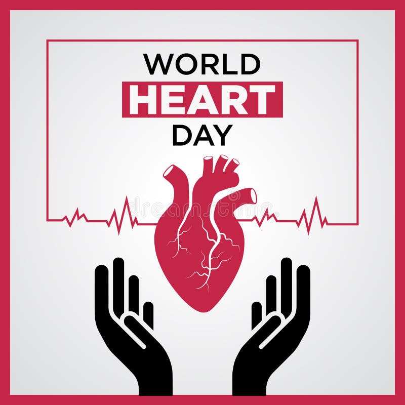 World Heart Day Design with Heartbeat Sign Box, Human Heart Shape and ...