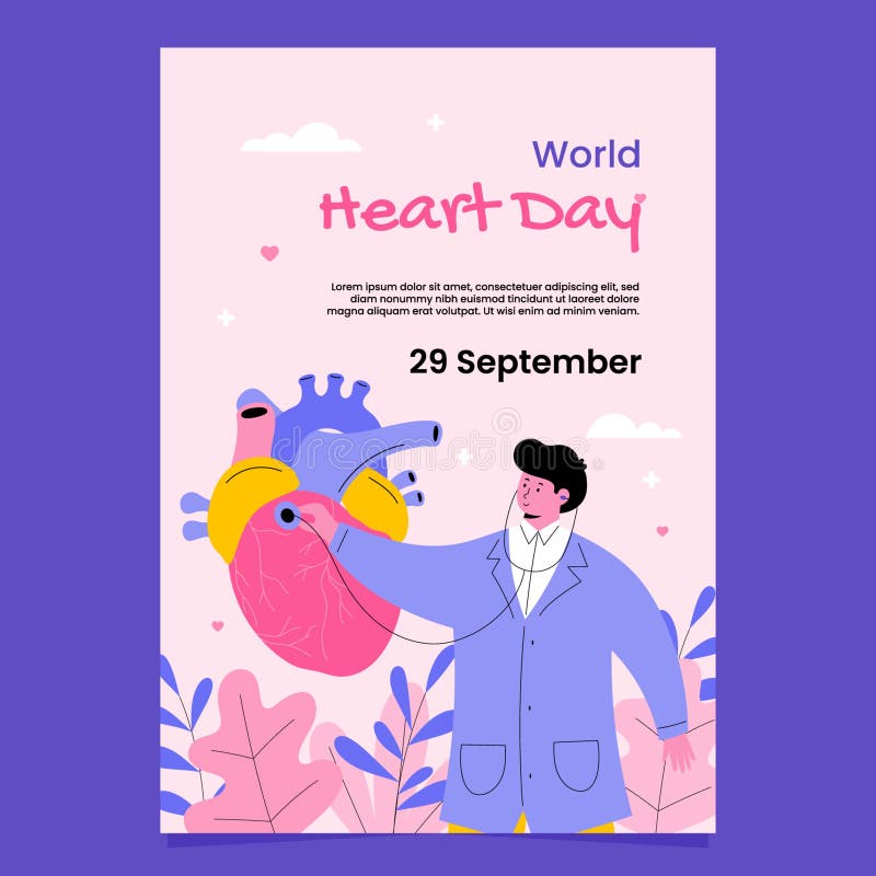 World Heart Day Poster in Hand Drawn Style Stock Illustration ...